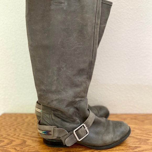 Lucky Brand | Shoes | Lucky Brand Grey Leather Boots | Poshmark